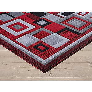 GAI LO Majestic Indoor Rug for Room Anti Slip Rug - 6X9' Feet Area Rug for Office - Soft and Plush Rug for Living Room Polyester Material - Jute Backing Keep Rug in Place - Light Grey-RED