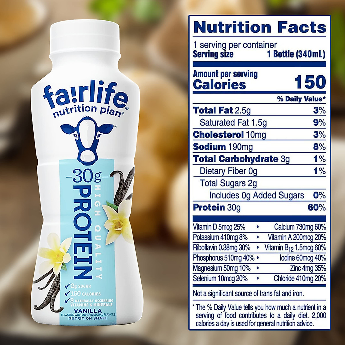 Fairlife Protein Shakes Chocolate and Vanilla Drink Nutrition Plan 6 Pack, 11.5 Ounces 30g of Protein In The Award Box Packaging