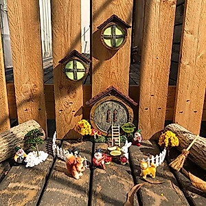 ALLADINBOX Miniature Fairy Gnome Home Pine Cone Design Window and Door for Tree Hugger Decoration, Glow in Dark Fairies Sleeping Noctilucence Yard Art Garden Sculpture, Lawn Ornament Halloween Décor