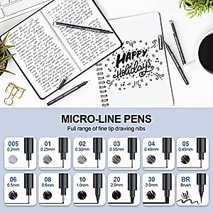 Mogyann Drawing Pens Black Art Pens for Drawing 12 Size Waterproof Ink Pens for Artists Sketching, Manga, Writing