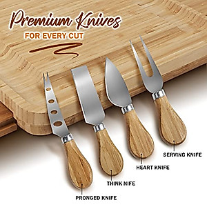 Large Charcuterie Board Set with 4x Cheese Knives, 2x Ceramic Bowls - 13x 13 Inch Bamboo Charcuterie Boards - Magnet Drawers - Bachelor Party Gift, Anniversary, Wedding Gifts for Couples - Wine It Now
