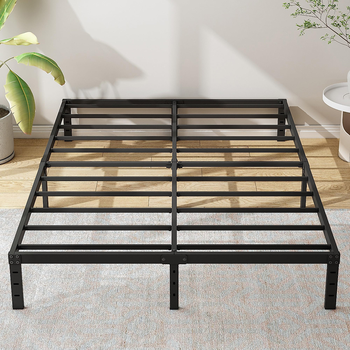 Cieemine 12 Inch California King Bed Frame, Heavy Duty Metal Cal King Bed Frame, No Box Spring Needed, Easy Assembly, Noise-Free, Black