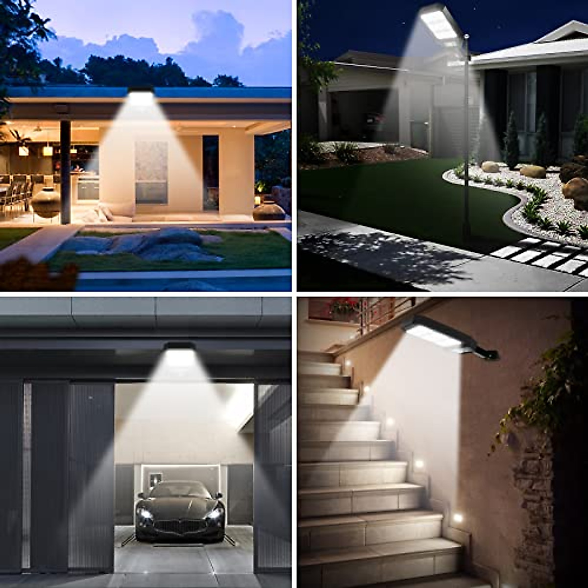 Led Solar Street Lights Outdoor, 2 Pack 279 Led Remote Control Solar Parking Lot Lights Wireless Ip65 Motion Sensor Solar Security Wall Light with 3 Modes for Garden, Street, Deck, Yard, Garage, Patio