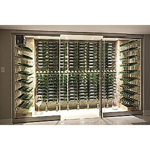 VintageView Wall Series (6 Ft) - 36 Bottle Wall Mounted Wine Bottle Rack Kit (Satin Black) Stylish Modern Wine Storage with Label Forward Design