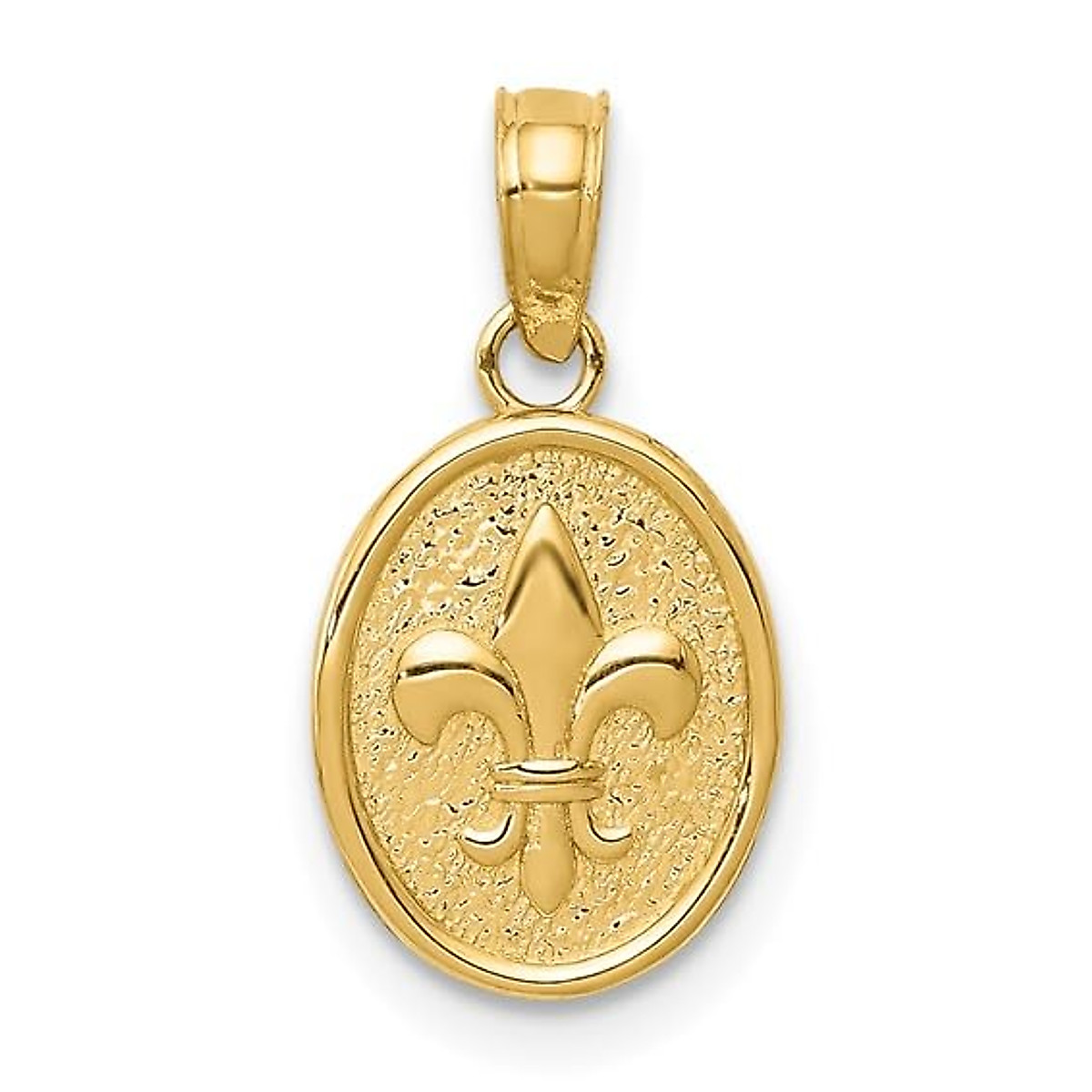 Diamond2Deal 14k Yellow Gold Polished Small Fleur De Lis in Oval Pendant