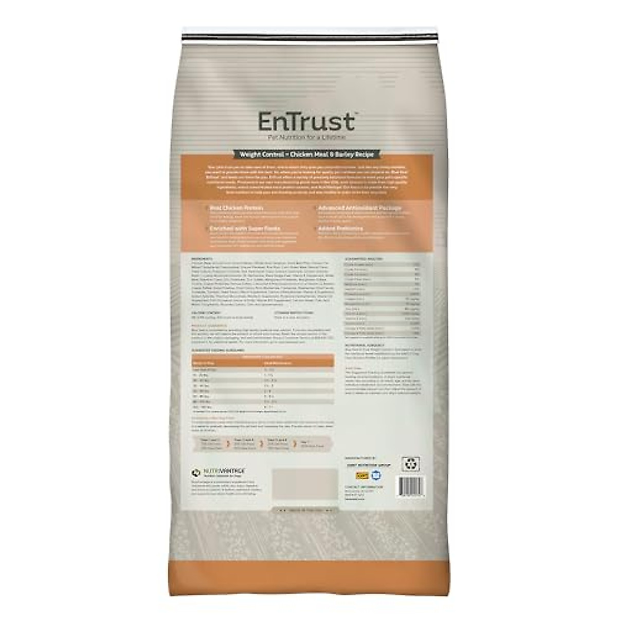 ENTRUST Weight Control Dog Food | Real Chicken & Barley | Enriched with Super Foods, Antioxidants and Probiotics | No Wheat or Soy | 20 Pound Bag