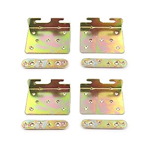 FarBoat Hardware 4Pcs Bed Hinge Universal C-Bed Rail Brackets Hinge 2 Hooks Heavy Duty for Bed Frames Headboard Footboard (90x68mm/3.5x2.7inch Colored Zinc Finish)