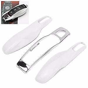 Car Key Case For Porsche 911 Panamera Macan Boxste Key Fob Protector Cover Shell Case Trim Replacement (White + Silver)