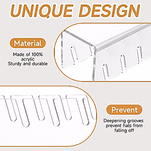 WeiranLife 2024 New Hat Stand for Baseball Caps Display and Organizer,No Install Acrylic Hat Holder for 14 Baseball Caps for Bedroom, Closet, Dresser and Wall 2PCS