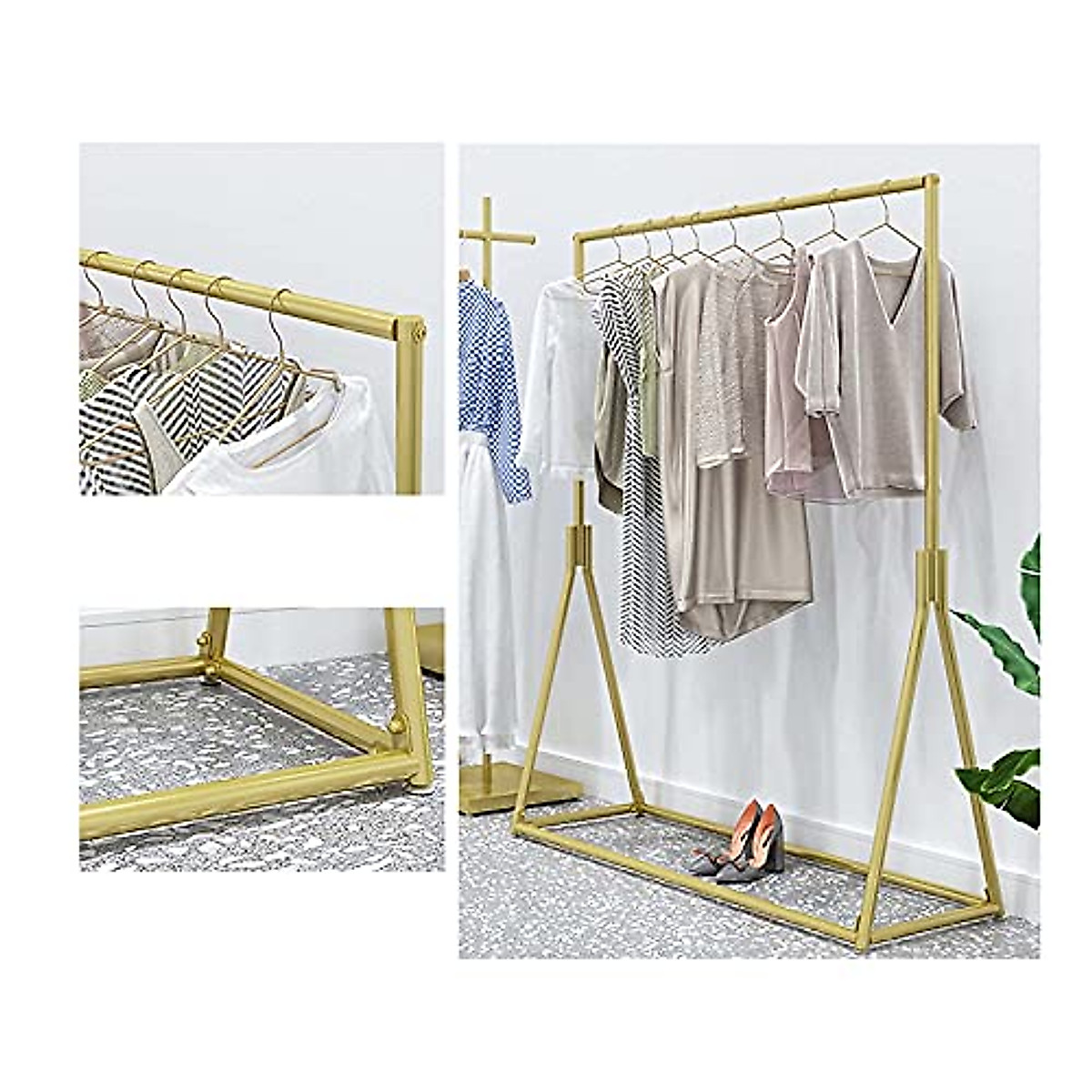 NEOCHY Clothing Display Racks, Iron Heavy-Duty Hangers, Open Child Clothing Store Display Racks/Golden/100X40X150Cm