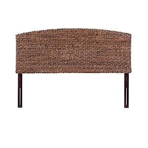 MAKLAINE 78.5" Banana Leaf Panel Headboard in Honey/Dark Brown