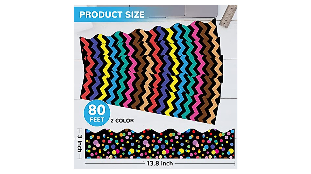 Bright Color Bulletin Board Borders - 80ft Decorative Trim