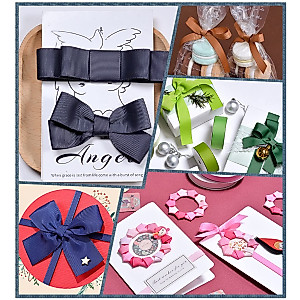 Abbaoww 1/2 Inch 50 Yards Solid Forest Green Grosgrain Ribbon Striped Ribbon for Wedding Decor Gift Wrapping DIY Projects