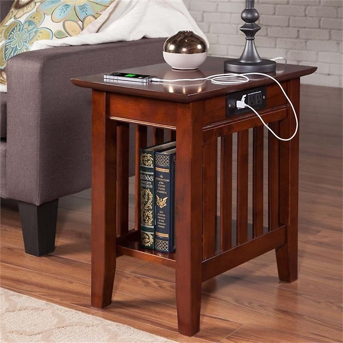 Leo & Lacey Charger Chair Side Table in Walnut