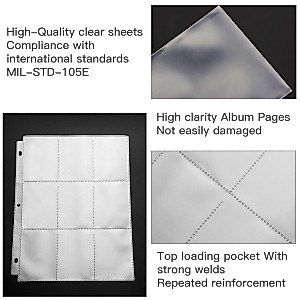 POKONBOY 288 Pockets Trading Card Sleeves, 9-Pocket Trading Card Binder Sheets Card Storage Album Pages Holders for Standard Size Cards, Sport Cards, Game Cards, Business Cards