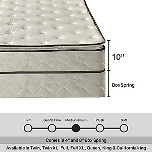 Greaton, 10-Inch Medium Plush Pillowtop Innerspring Mattress and 8" Wood Box Spring for Mattress, Full XL