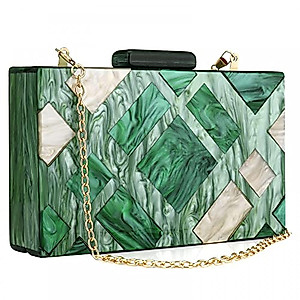 Clutch Purses Women's Evening Handbags Rhombus Pattern Crossbody Bags Green Hand Bags for Wedding Cocktail Prom