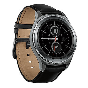 Samsung Gear S2 SM-R735T Stainless Steel Leather Phone Black Smartwatch for T-Mobile (Renewed)