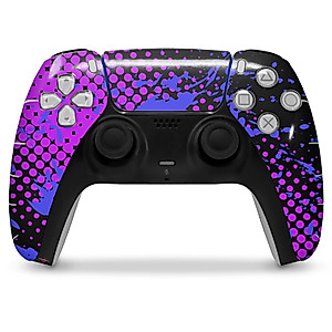 WraptorSkinz Skin Wrap compatible with Sony PS5 DualSense Controller Halftone Splatter Blue Hot Pink (CONTROLLER NOT INCLUDED)