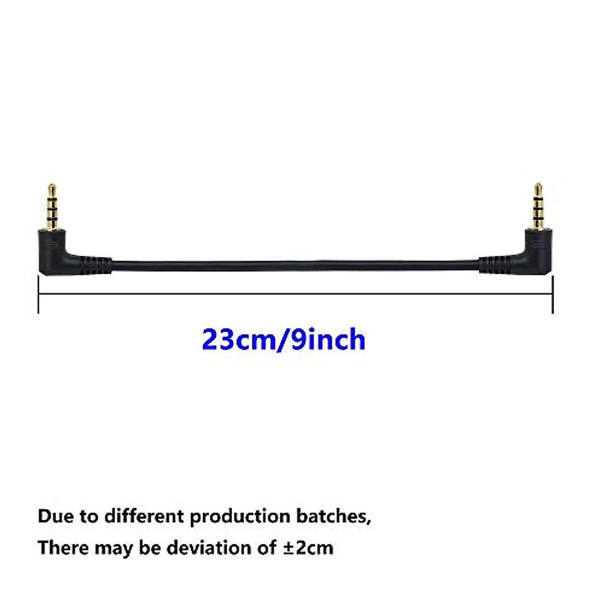 SinLoon 3.5mm TRRS Cable, (2-Pack) Gold Plated 90 Degree Right & Left Angled 3.5mm Stereo 4-Pole Male to Male Auxiliary Audio Cable for Smartphones,Tablets,Players Microphone(4-P,9inch)