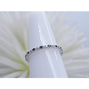 Dazzlingrock Collection Round Blue Sapphire & White Diamond Eternity Wedding Band for Women in 10K White Gold Size 8