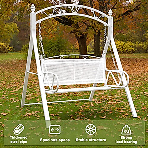 HSHBDDM Patio Swing Chair Outdoor Patio Swing Chairs Outdoor Porch Swing Outdoor Swing Chairs Waterproof and Sun-Proof for Patio Garden Poolside Yard White