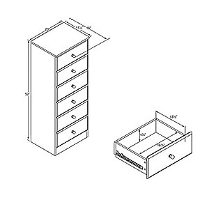 BOWERY HILL 52" Tall 6 Drawer Lingerie Chest/Storage Chest with Wood Knobs in Black