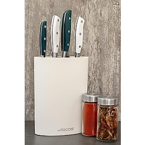 Arcos Universal Knife Block in Thermoplastic Elastomer. Knife Storage, Holds Knives up to 8'' Inch. White Color. Series Universal