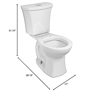 American Standard 204BA200.020 Edgemere Two-Piece Toilet, Round Front, Dual Flush, White, 1.1-1.6 gpf