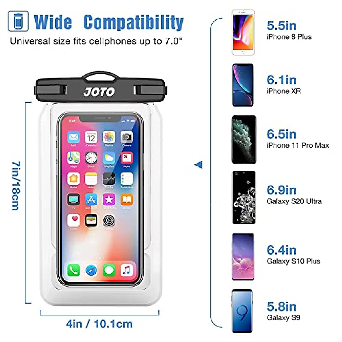 JOTO 2 Pack Floating Waterproof Phone Pouch Bundle with ProCase 2 Pack Universal Floating Waterproof Phone Pouch for Phones up to 7.0"