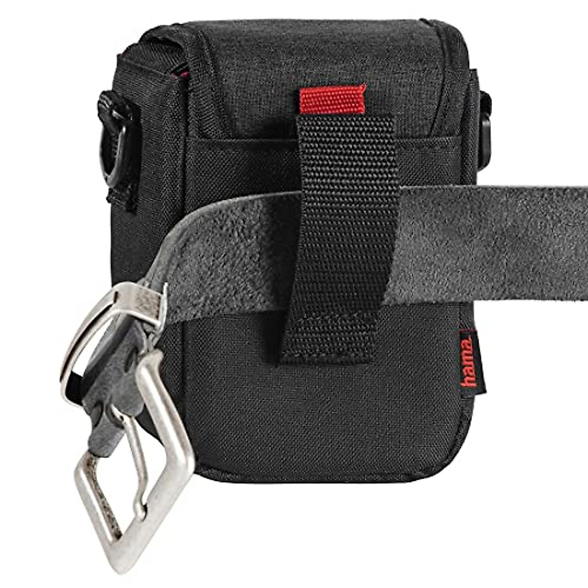 Hama Camera bag Valletta (size 90, compact case, strap, flap with closure, all brands such as Nikon, Canon, Olympus, Sony, …) Black/Red