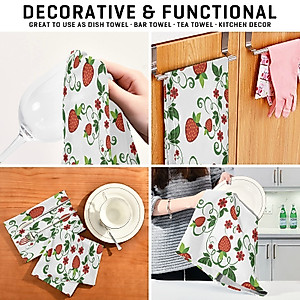 ALAZA Strawberry Decorative Kitchen Dish Towels 1 Piece,Soft and Absorbent Kitchen Hand Towels Home Cleaning Towels Dishcloths,18 x 28 Inch