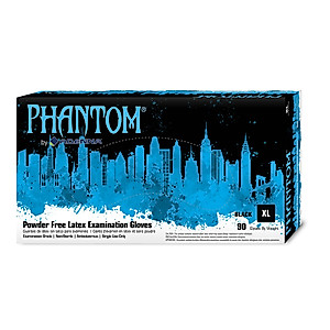 Adenna PHM918 Phantom 6 Mil Latex Powder Free Exam Gloves (Black, X-Large) Box Of 90
