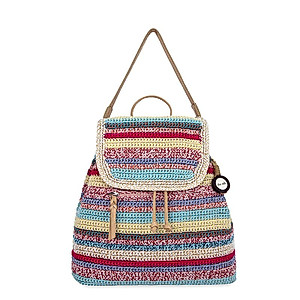 The Sak Sayulita Backpack in Crochet, Adjustable, Removable Straps, Eden Stripe