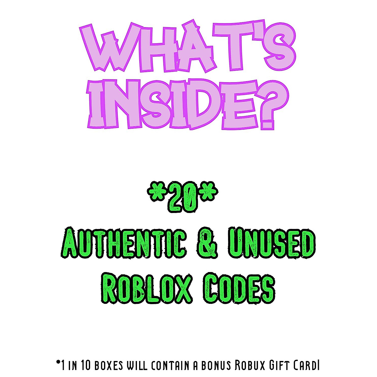 Roblox Virtual Codes - Magnificent Gift Box of Epic Codes - Lot of 20 Unscratched Redeemable Codes │Exclusive Authentic Codes for Gifting │ Potential Face Codes & Robux