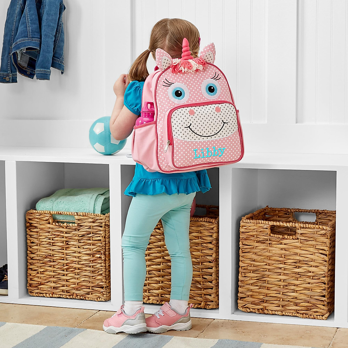Let's Make Memories Kids Personalized Toddler Backpack for School - Custom Preschool Backpack, Little Critter, Aqua Butterfly