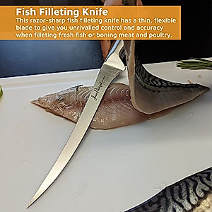 Jean-Patrique Fillet Knife - 8" Thin and Flexible Filet Knife for Fish. Filleting Knife, Meat Knife made of Stainless Steel Constructed