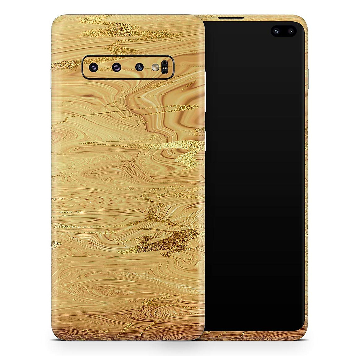 DesignSkinz Molten Gold Digital Foil Swirl V3 Protective Vinyl Decal Wrap Skin Cover Compatible with The Samsung Galaxy S20 (Screen Trim & Back Glass Skin)