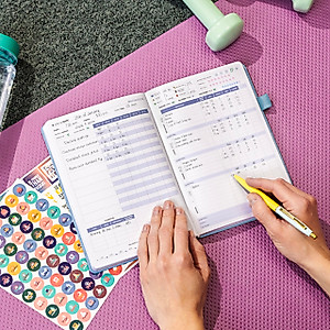 Clever Fox Fitness & Food Journal – Nutrition & Workout Planner for Women & Men – Diet & Gym Exercise Log Book with Calendars, Diet & Training Trackers - Undated, A5 Size, Hardcover (Light Blue)
