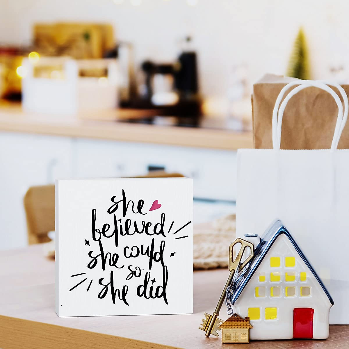 Inspirational Graduation Friendship Gifts Encouragement Gifts for Best Friends Spiritual Gifts for Women Farmhouse Wooden Box Sign for Home Office Bedroom Living Room Shelf Desk Table Decoration