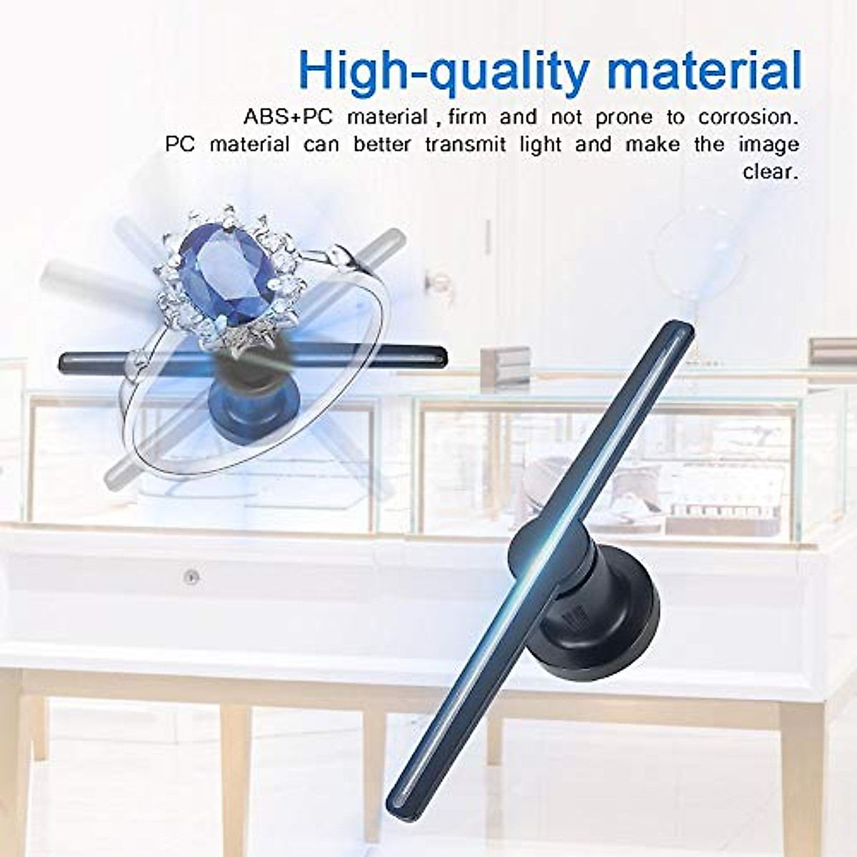 3D Hologram Advertising Display LED Fan, Holographic 3D Photos and Videos Projector for Store, Shop, Bar, Casino, Holiday Events Display (US Plug(110-240V))