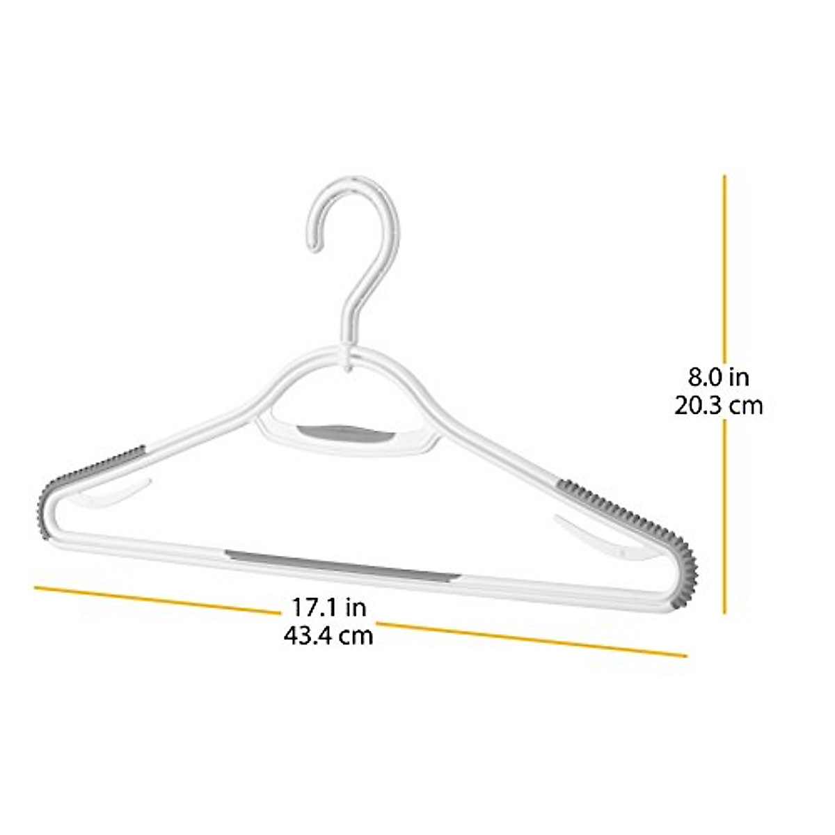 Whitmor Slim Sure-Grip Hangers with Swivel Hook (Set of 5), White, 17.13x 8.07 inch