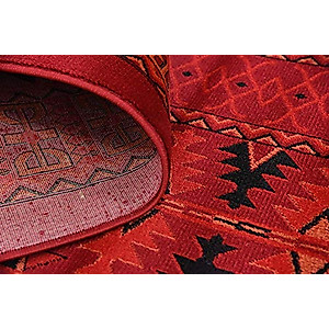 Unique Loom Tekke Collection Over-Dyed Saturated Traditional Torkaman Area Rug, 9 x 12 ft, Red/Black