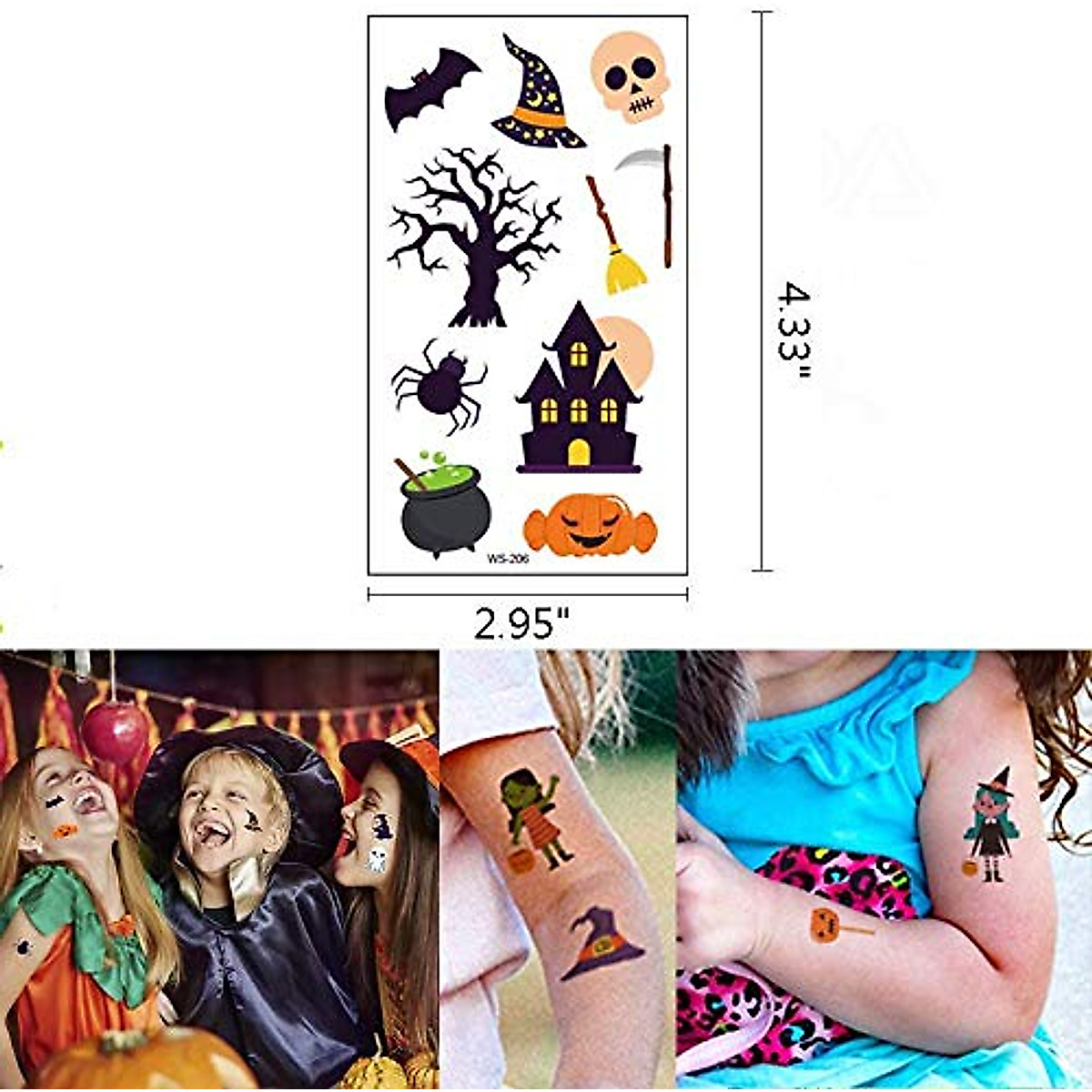 346 PCS Halloween Temporary Tattoos - CupaPlay - Pumpkin/Bats/Witch/Monster/Trick or Treat - Party Goodie Bag Stuffers Favors(33 Sheets)
