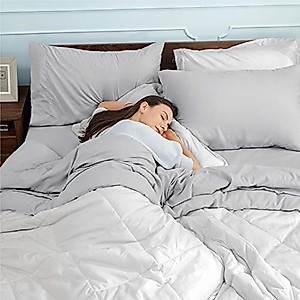 Bedsure White California King Comforter Set - 7 Pieces Reversible Bed Set Bed in a Bag California King with Comforters, Sheets, Pillowcases & Shams, California King Bedding Sets