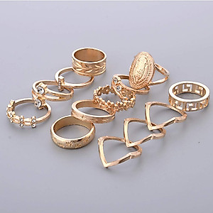 CSIYANJRY99 Gold Finger Rings for Women,Gold Knuckle Rings Set for Women Boho Vintage Finger Jewelry Stackable Midi Rings Multiple Rings Bulk Pack