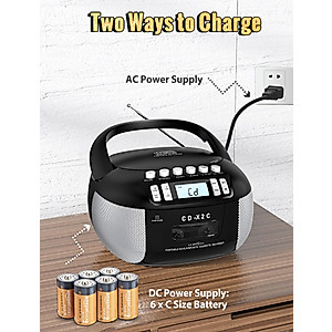 Sunoony CD and Cassette Player Combo, Boombox CD Player Portable with AM/FM Radio, Tape Recording, Stereo Sound, AC/DC Powered, AUX/Headphone Jack, Sleep Timer for Home, Senior, Child