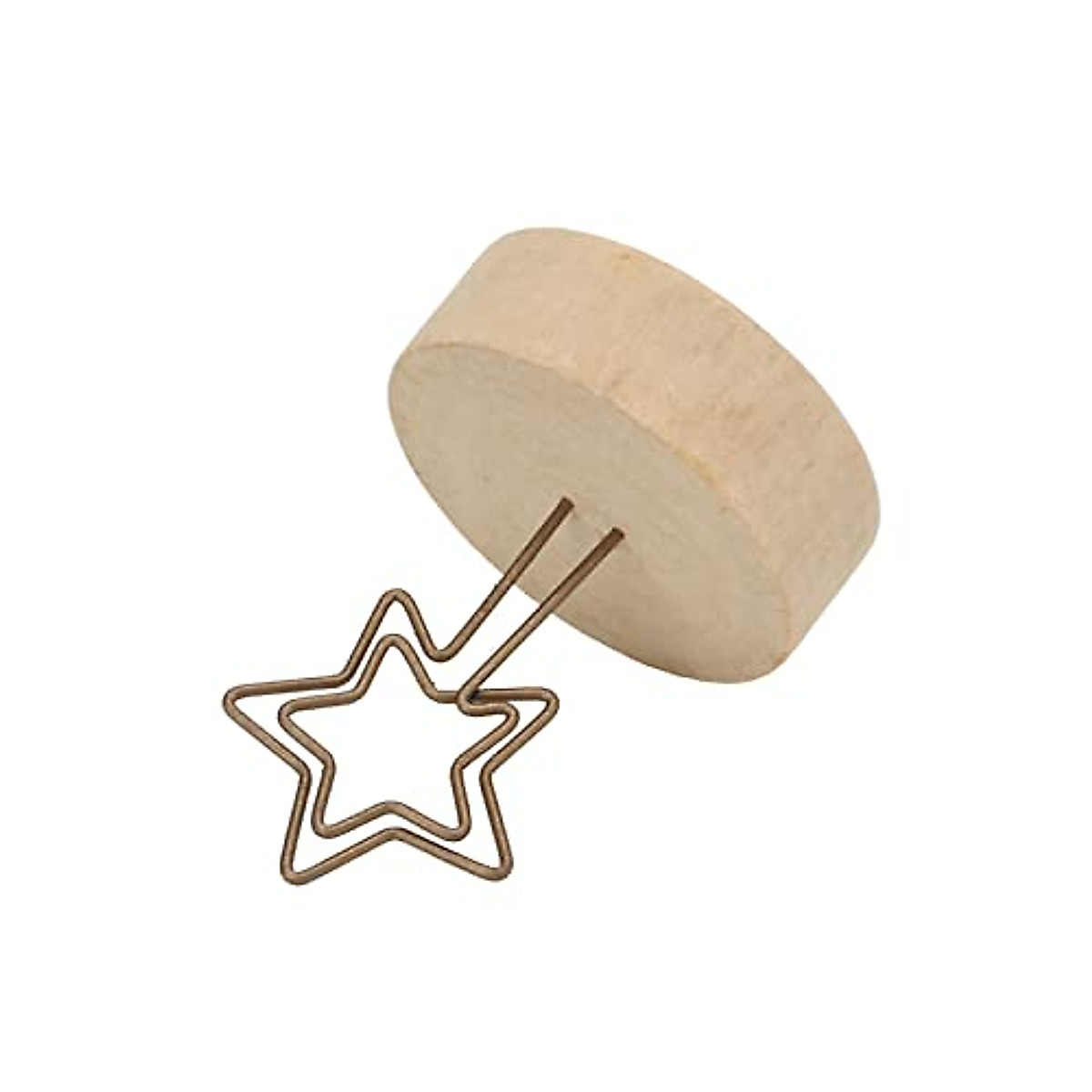 10PCS Number Holder, Wooden Base Place Card Holder, Star Shaped Iron Wire Photo Clip Table Sign Stand Number Holder Table Card Picture Memo Note Photo Picks Clip Stand for Christmas Party Wedding Home