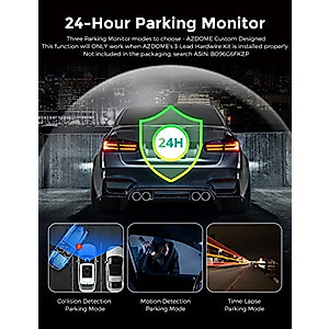 AZDOME M550 Dash Cam 3 Channel, Built in WiFi GPS, With 64GB Card, Front Inside Rear 1440P+1080P+1080P Car Dashboard Camera Recorder, 4K+1080P Dual, 3.19" IPS, IR Night Vision, Capacitor, Parking Mode