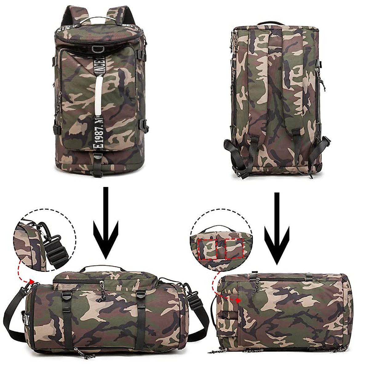FUNYAGO Outdoor Waterproof Backpack Hiking, Fishing, Camping Large Capacity Multifunctional Backpack, Suitable for Both Men and Women (Camouflage)…